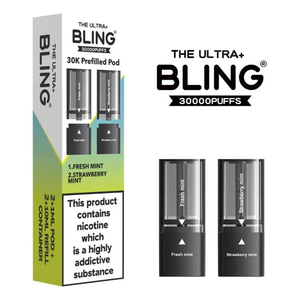 Fresh Mint / Strawberry Mint - Bling Ultra+ 30K Refill Pods – VapehouseUK